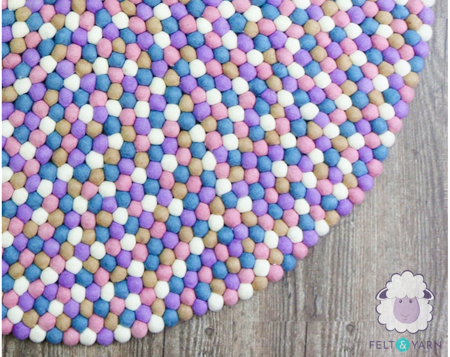Six-layer Orange Rainbow Felt Ball Rug - Felt & Yarn