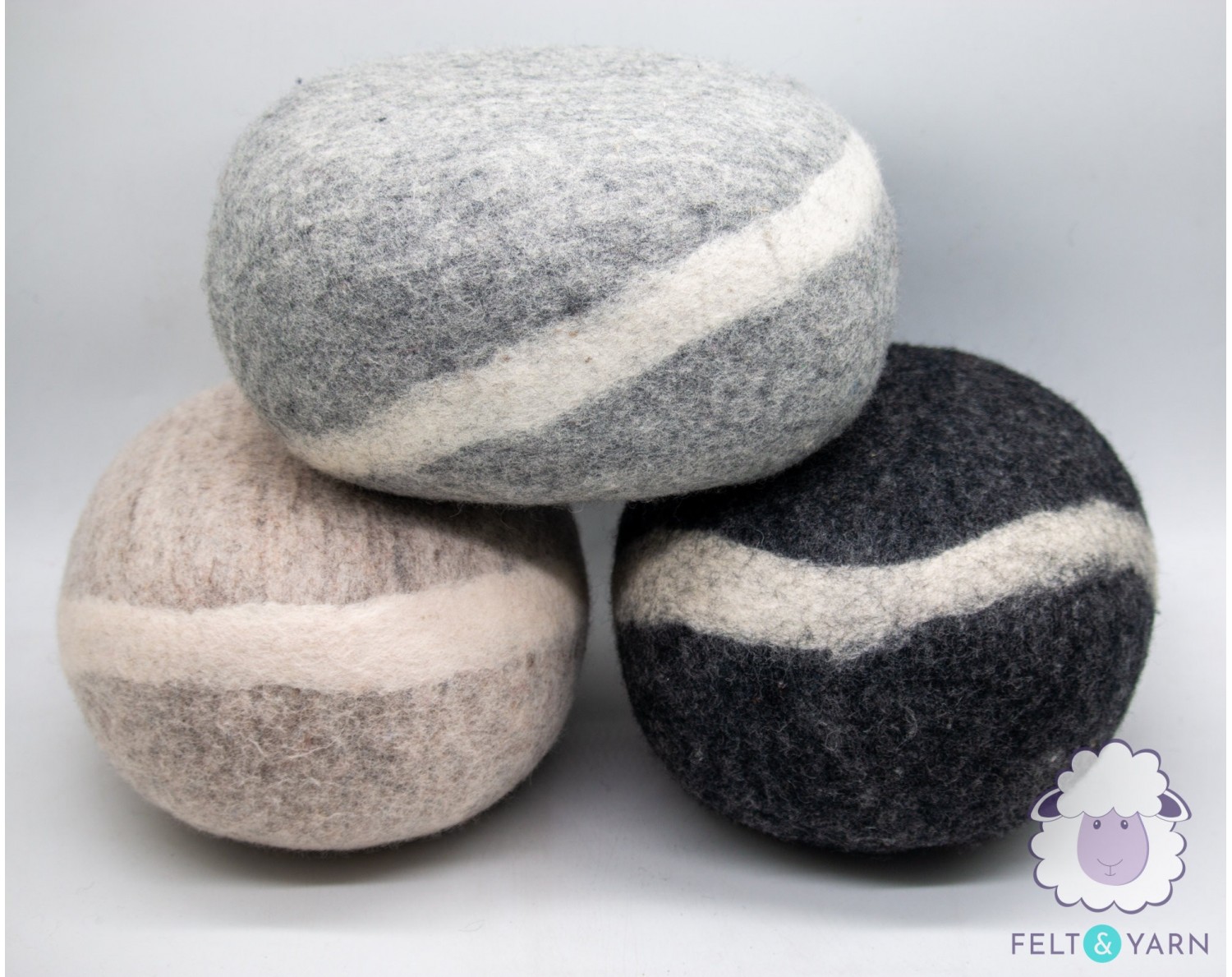 Wool Felt Stone Stool [Pebble Stool]- Felt & Yarn