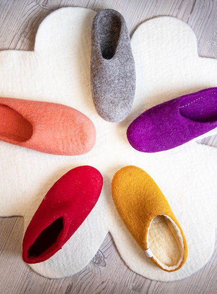 Felt Wool Shoes - Felt and Yarn